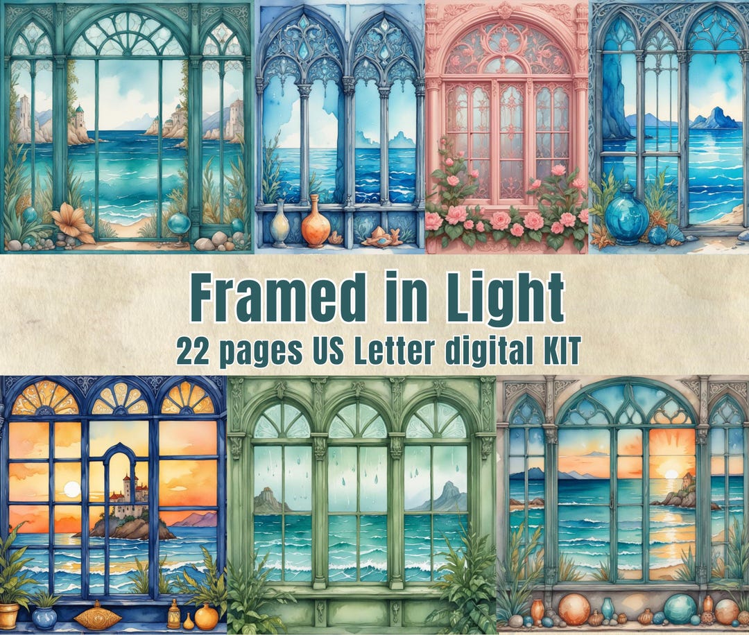 Vintage Window Frames Collection Printable 22 Pages 300dpi US Letter ...