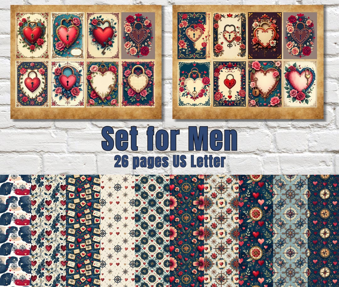 Masculine Scrapbook Paper: Elegant Valentine's Day Designs (digital ...