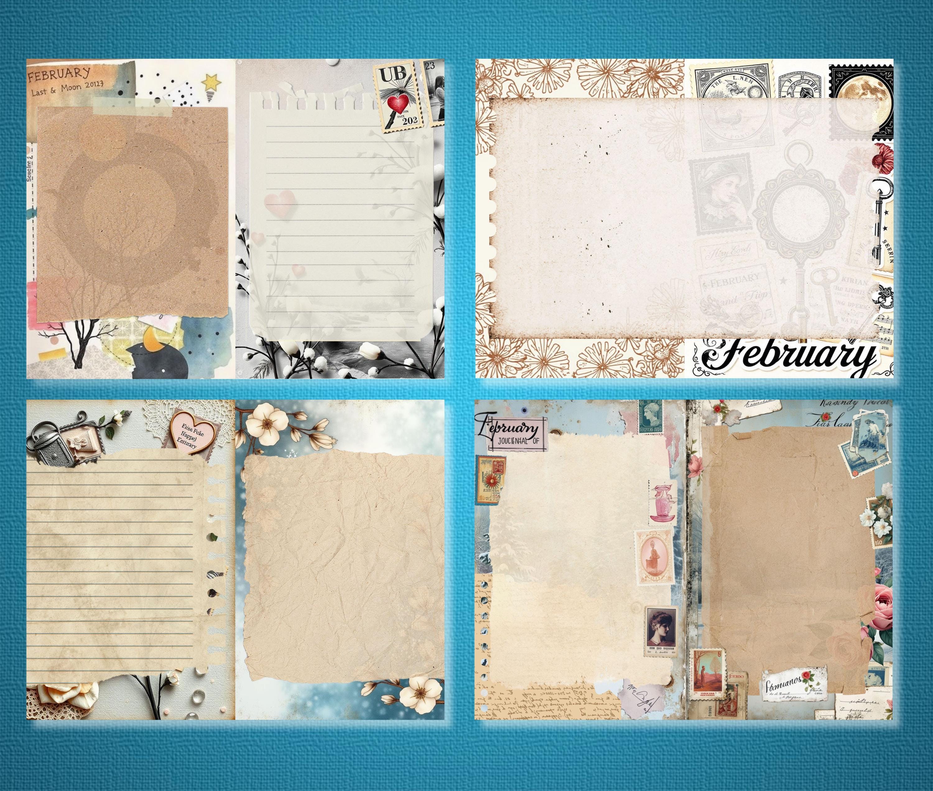 February Diary Printable Sheets US Letter, Instant Download, DIY, 22 ...