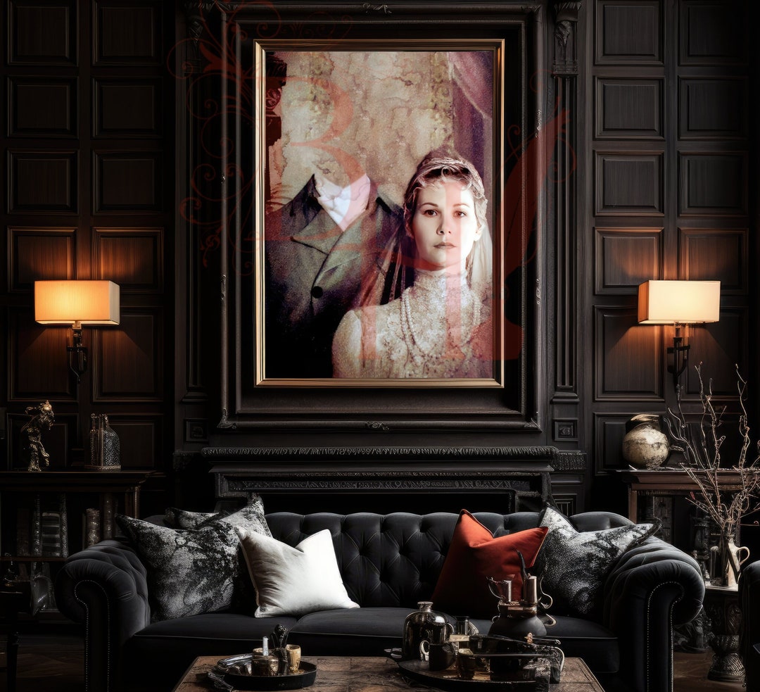 Haunted Mansion Bride and Groom Headless Art Print Ghost Widow Poster ...