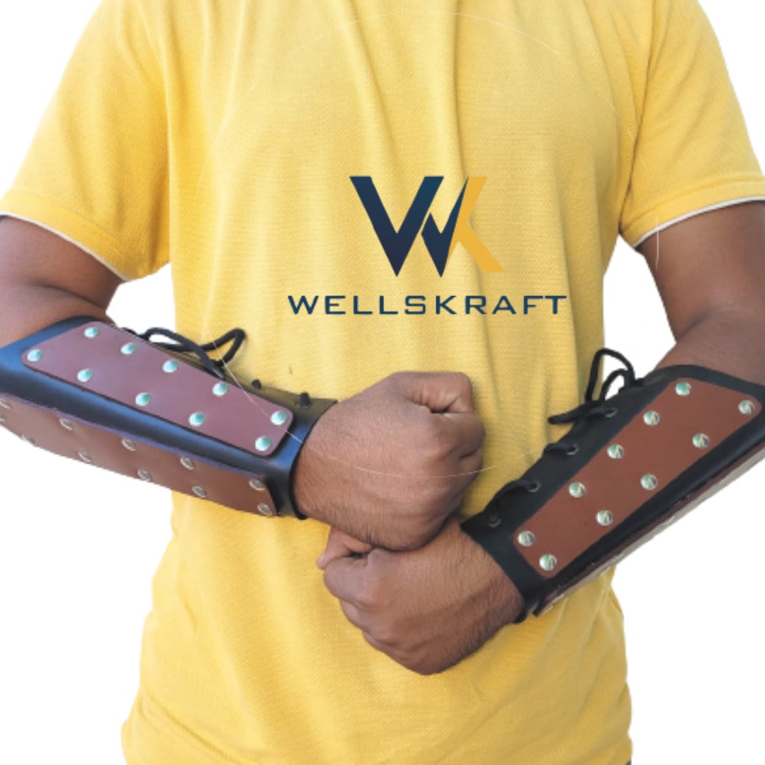 Medieval Leather Arm Bracer Cosplay Leather Armor Arm Warmers Lace-up ...