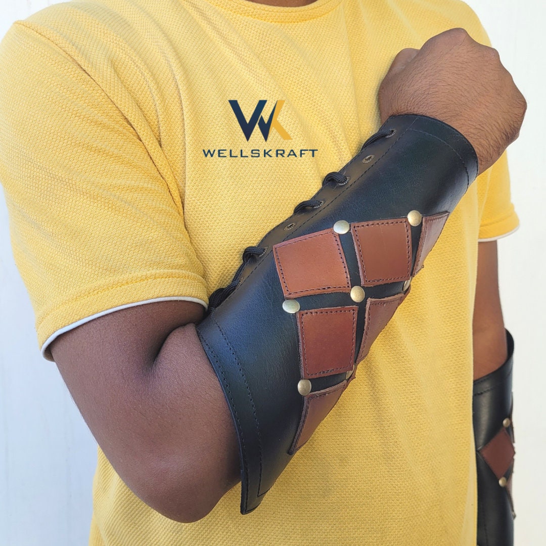 Medieval Leather Arm Bracer | Cosplay Leather Armor Arm Warmers | Lace ...