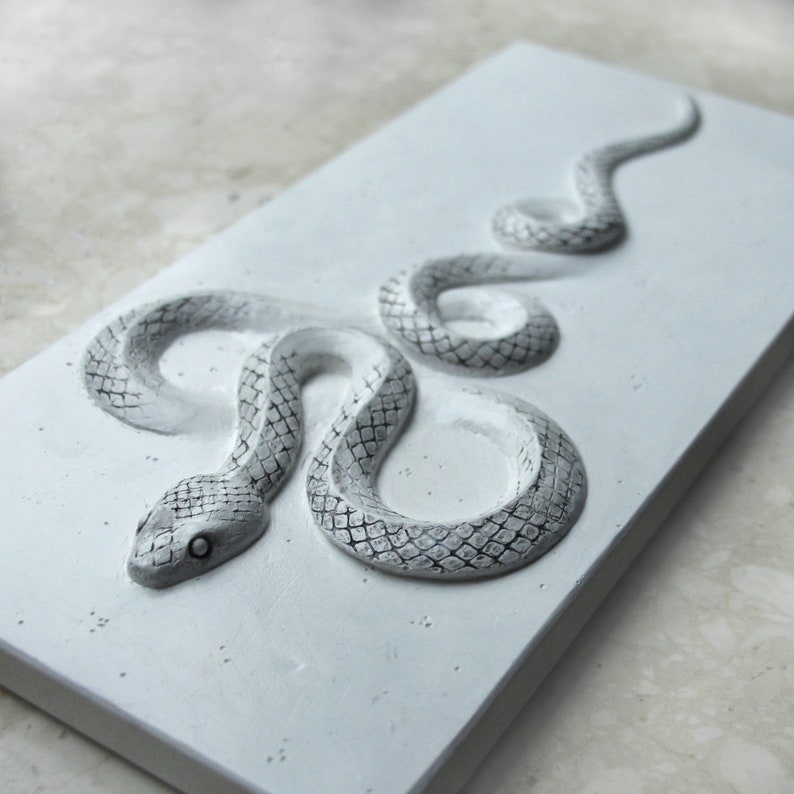 Art Bas Relief Tile White Snake Sculpture for Wall Decor. 3d Painting ...