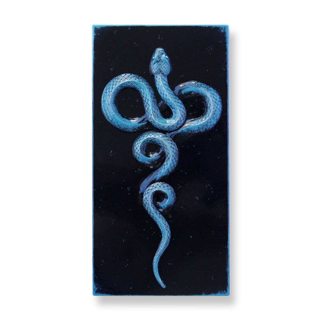 A Crawling Azure Snake is a Sculptural Panel for Decorating the Walls of a House or Yard ...