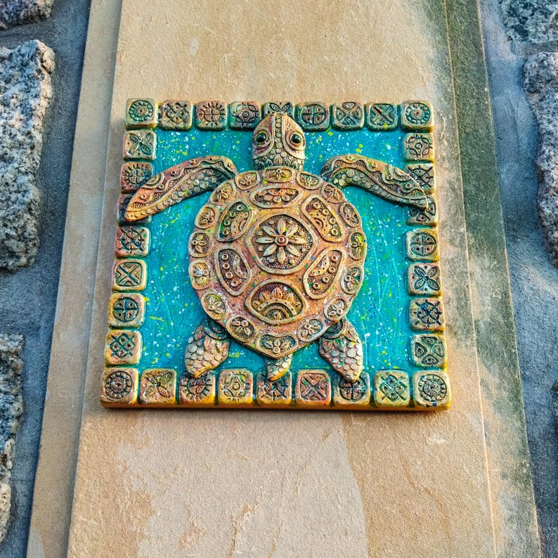 Ethnic Sea Turtle Wall Sculpture - 3D Art for Beach House, Divers - Etsy
