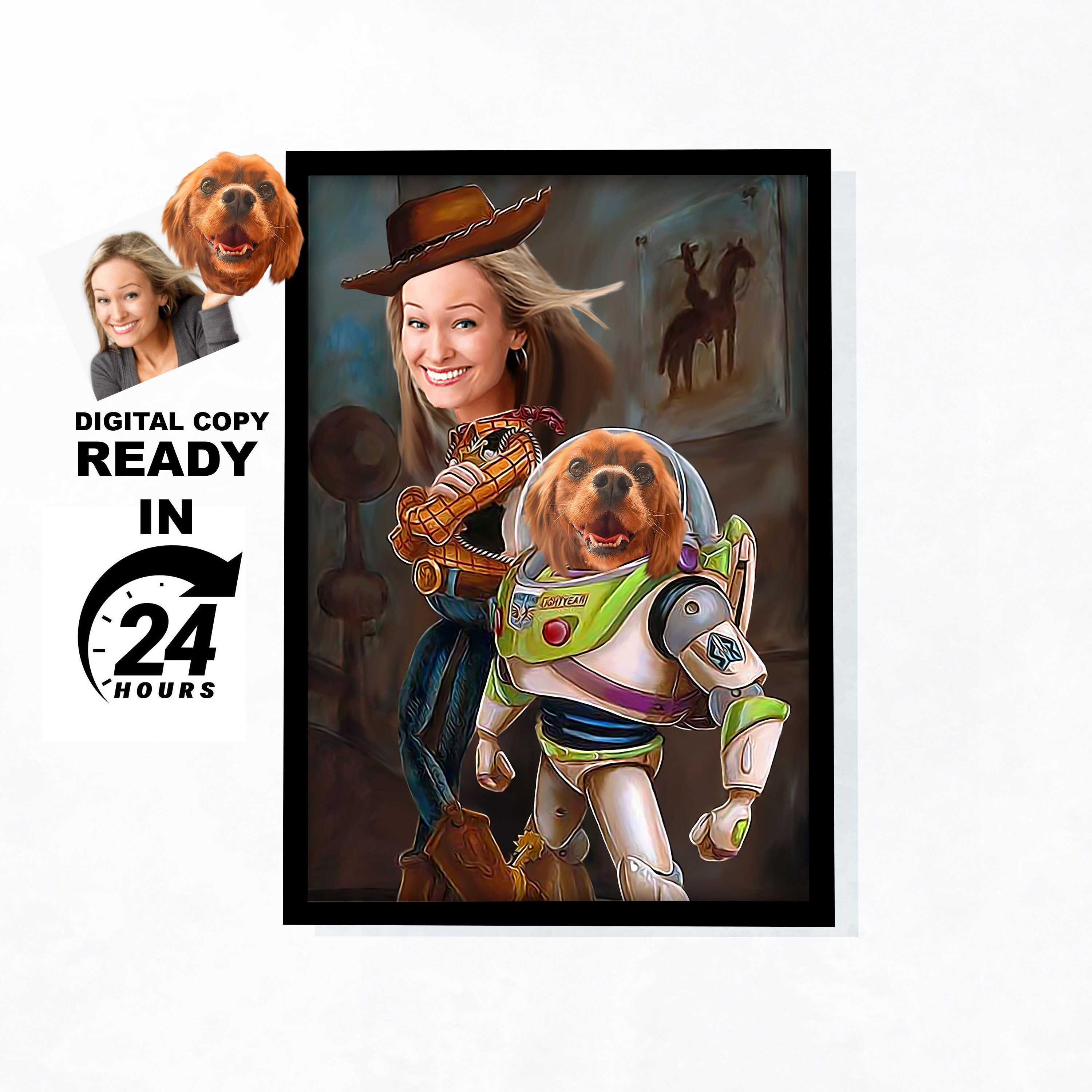 Custom Woody + Buzz Portrait | Toy Story Pet and Human Portrait | Woody ...