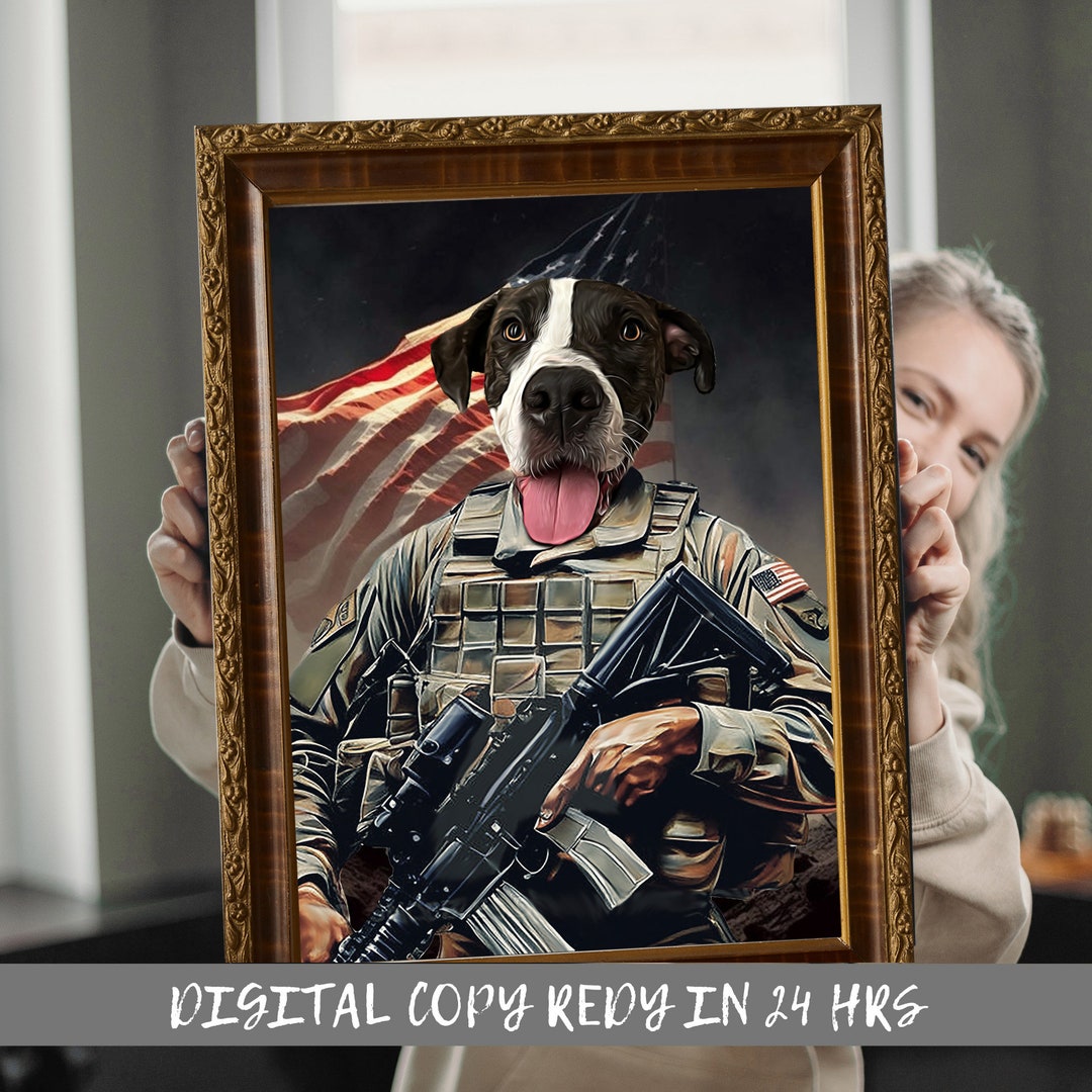 Custom Army Pet Portrait US Army Armed Forces Us Soldiers Pet Portrait ...