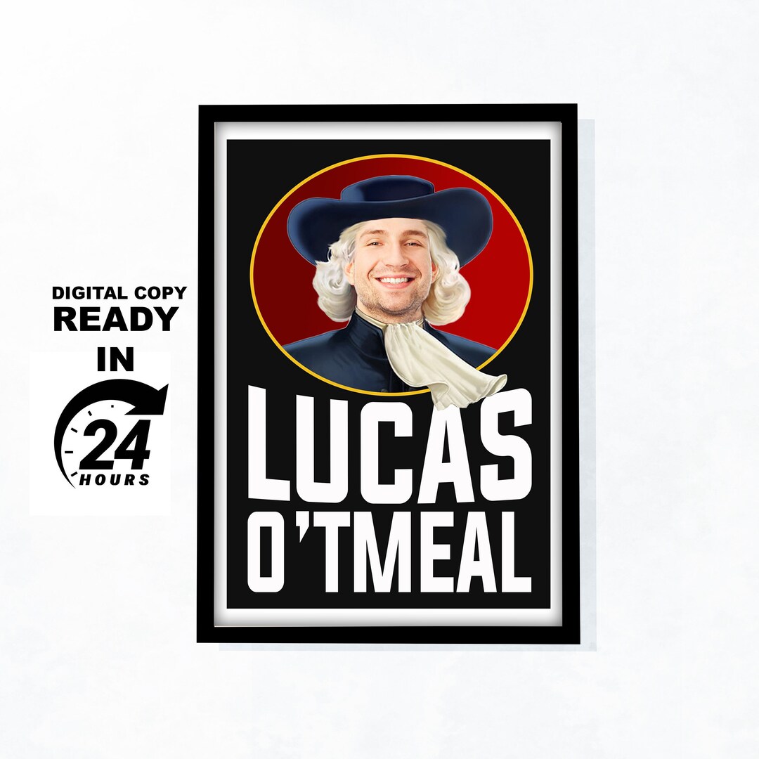 Custom Oats Man Funny Face Portrait | Oatmeal Poster | Vintage Quaker ...