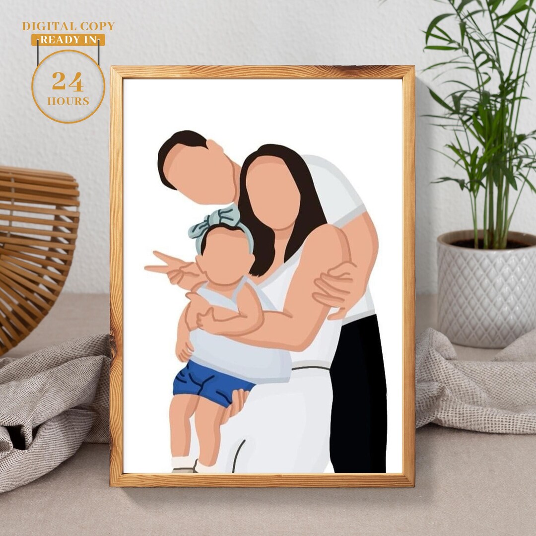 Family Faceless Portrait Print, Custom Illustration, Personalized ...