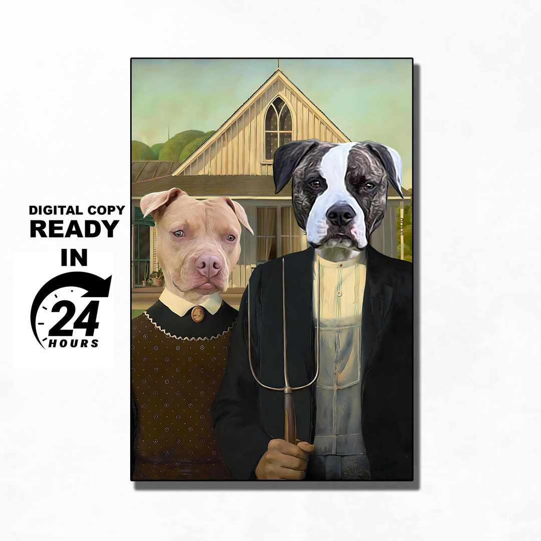 Custom American Gothic Pet Portrait | Dog Portrait |cat Portrait ...