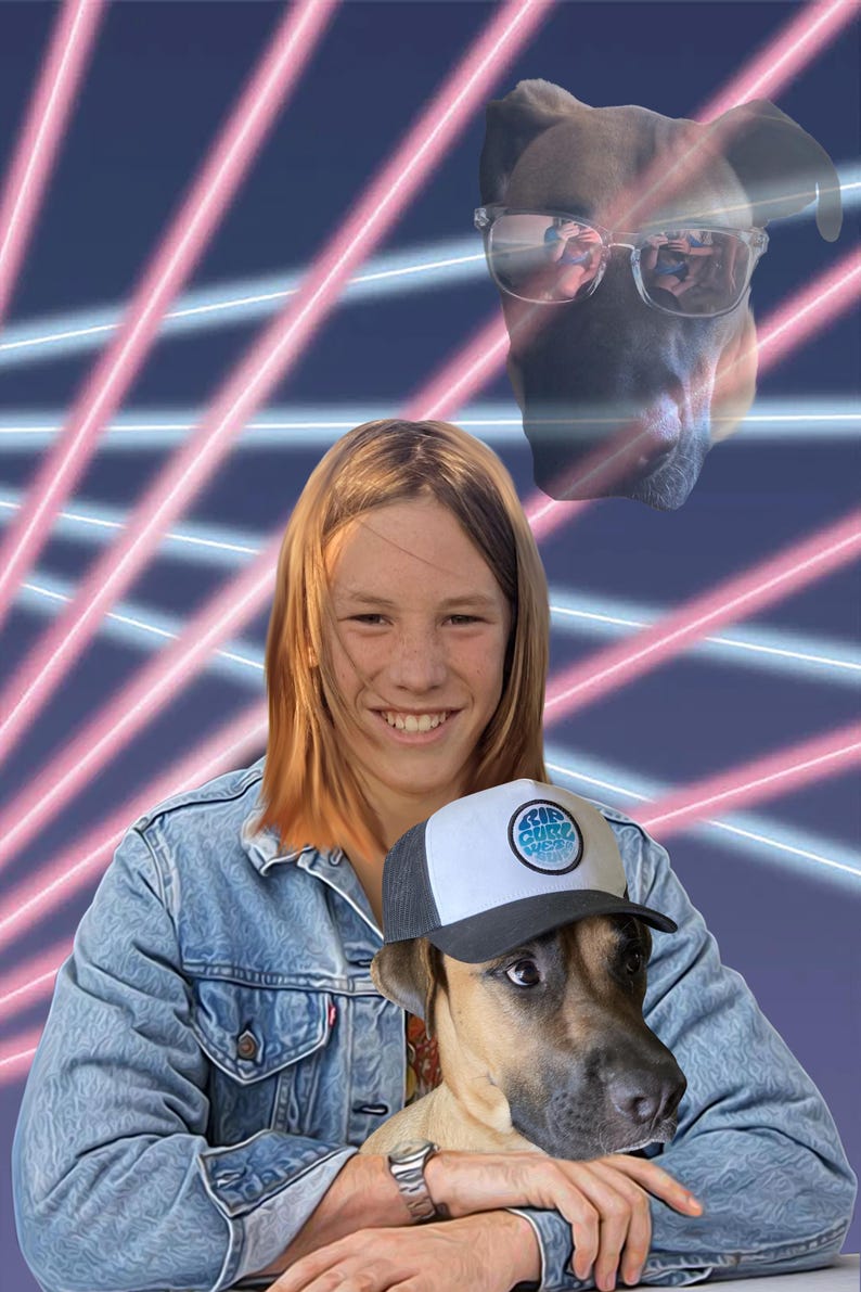 Custom 80s Retro-inpired Portrais, Captures Pets and Owners in a Unique ...