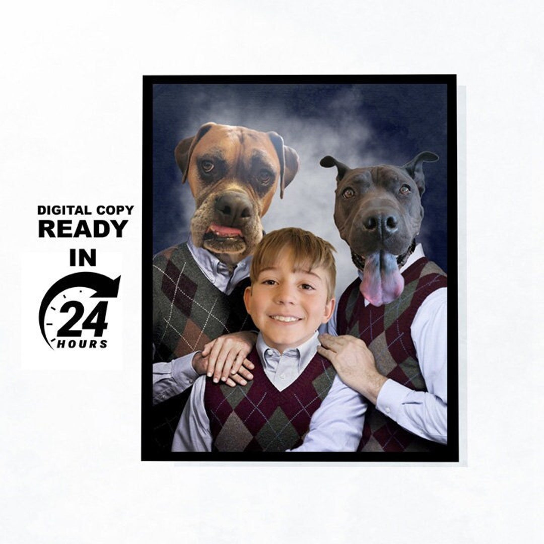 Custom Pets Portrait | Step Brothers Family Portrait | Doggy Memories ...