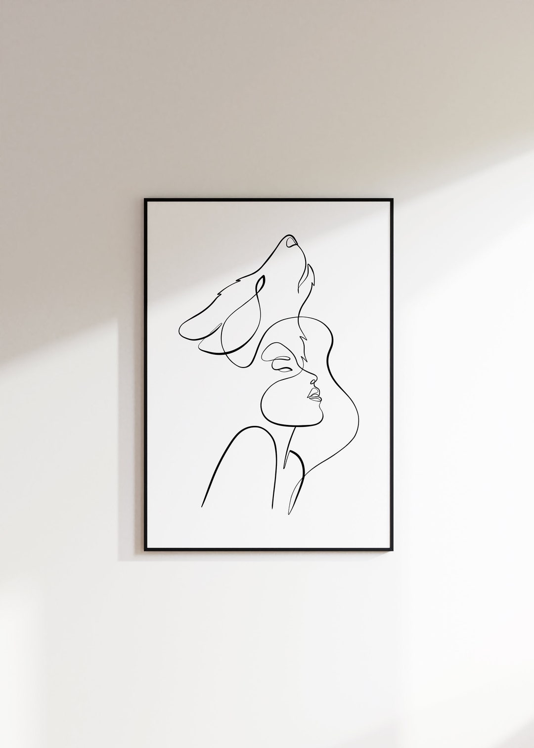 Howling Wolf Head Female Art Print, Powerful Women Face Wall Art ...