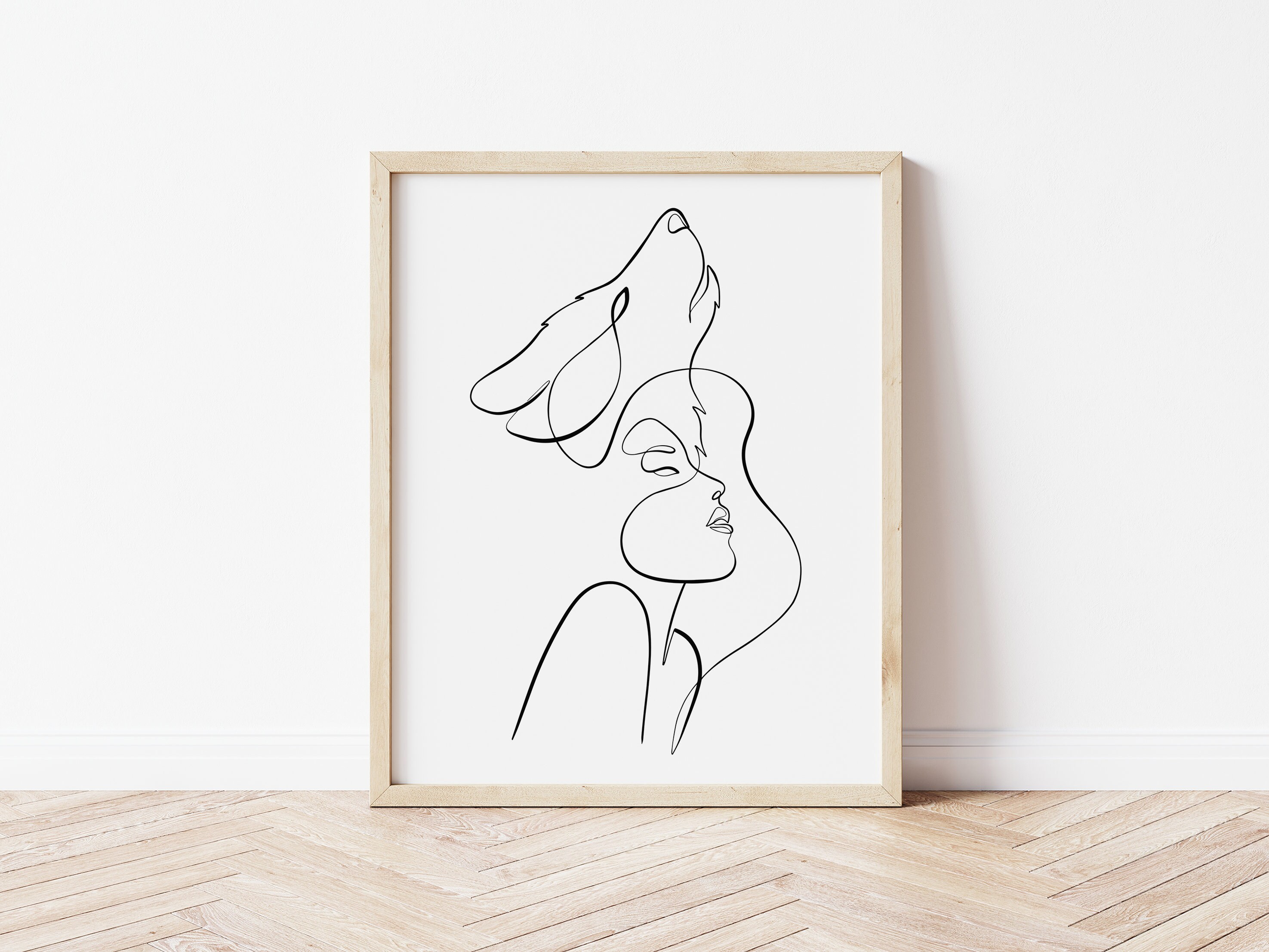Howling Wolf Head Female Art Print, Powerful Women Face Wall Art ...