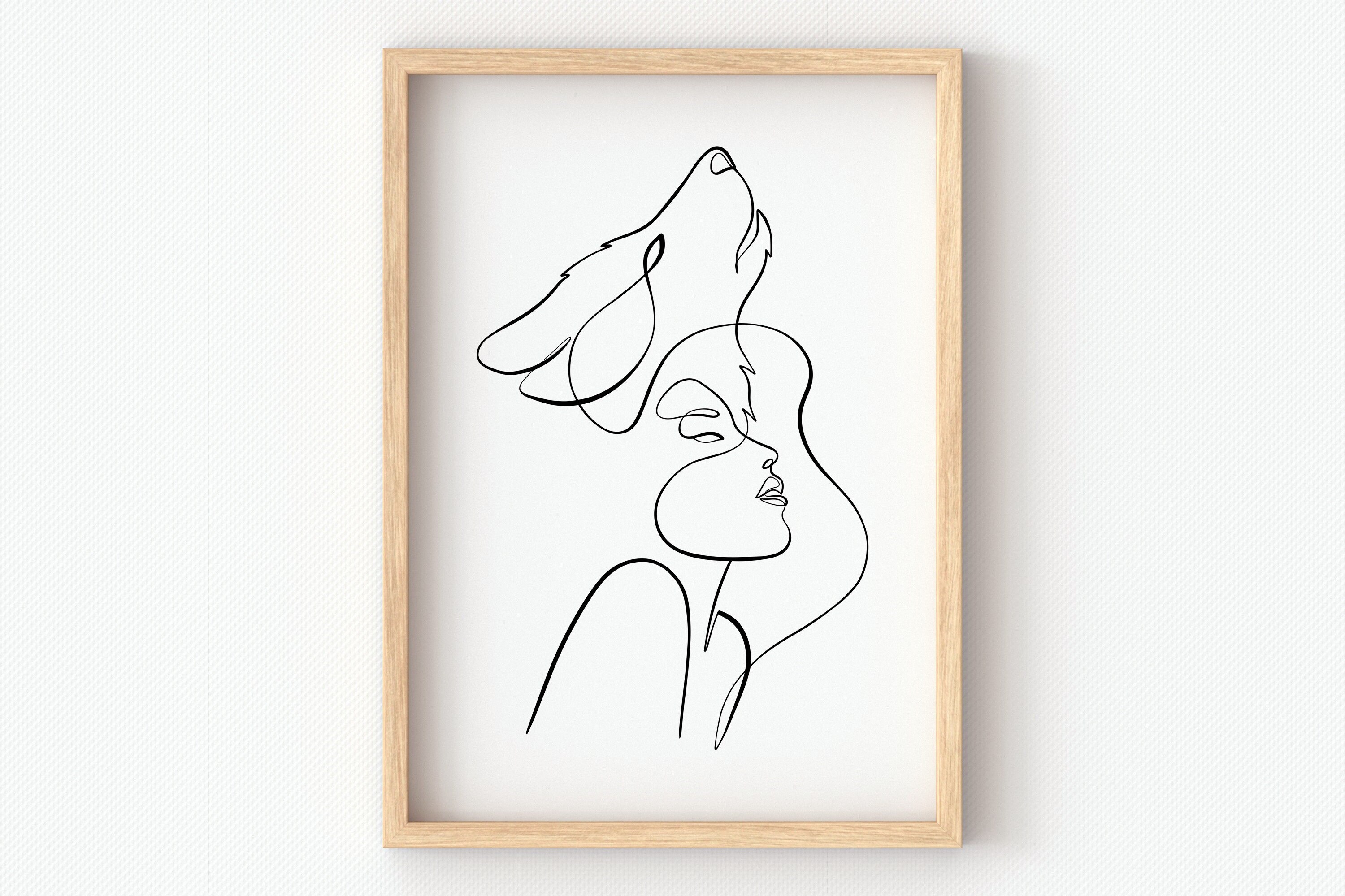 Howling Wolf Head Female Art Print, Powerful Women Face Wall Art ...