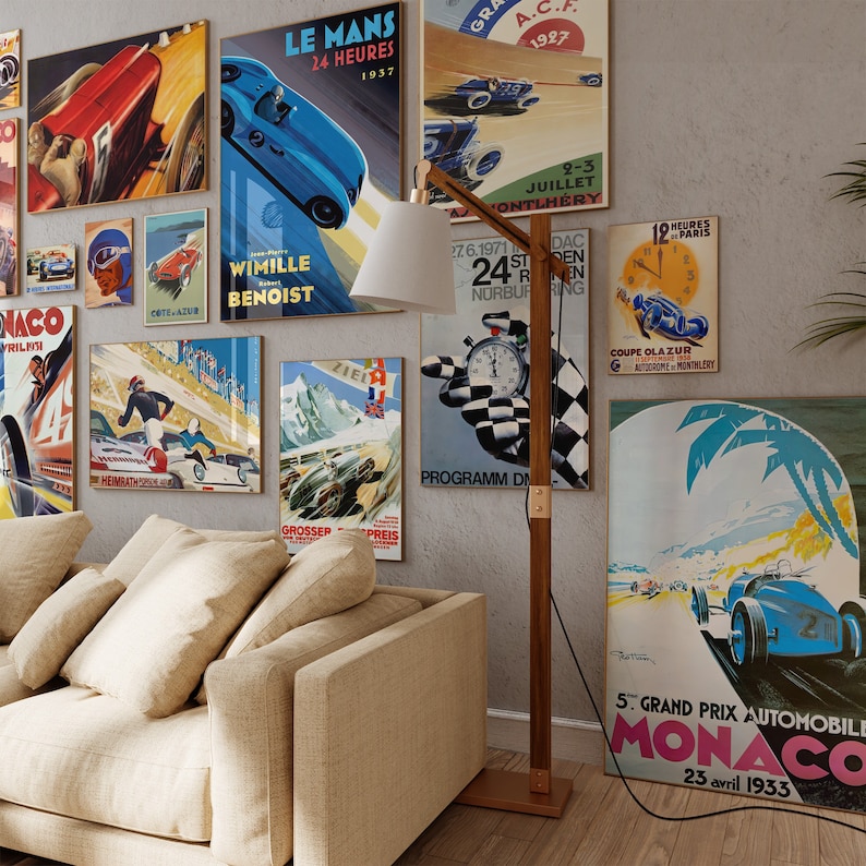 Vintage Car Racing Poster Set of 56, Retro Style Original Print Between ...
