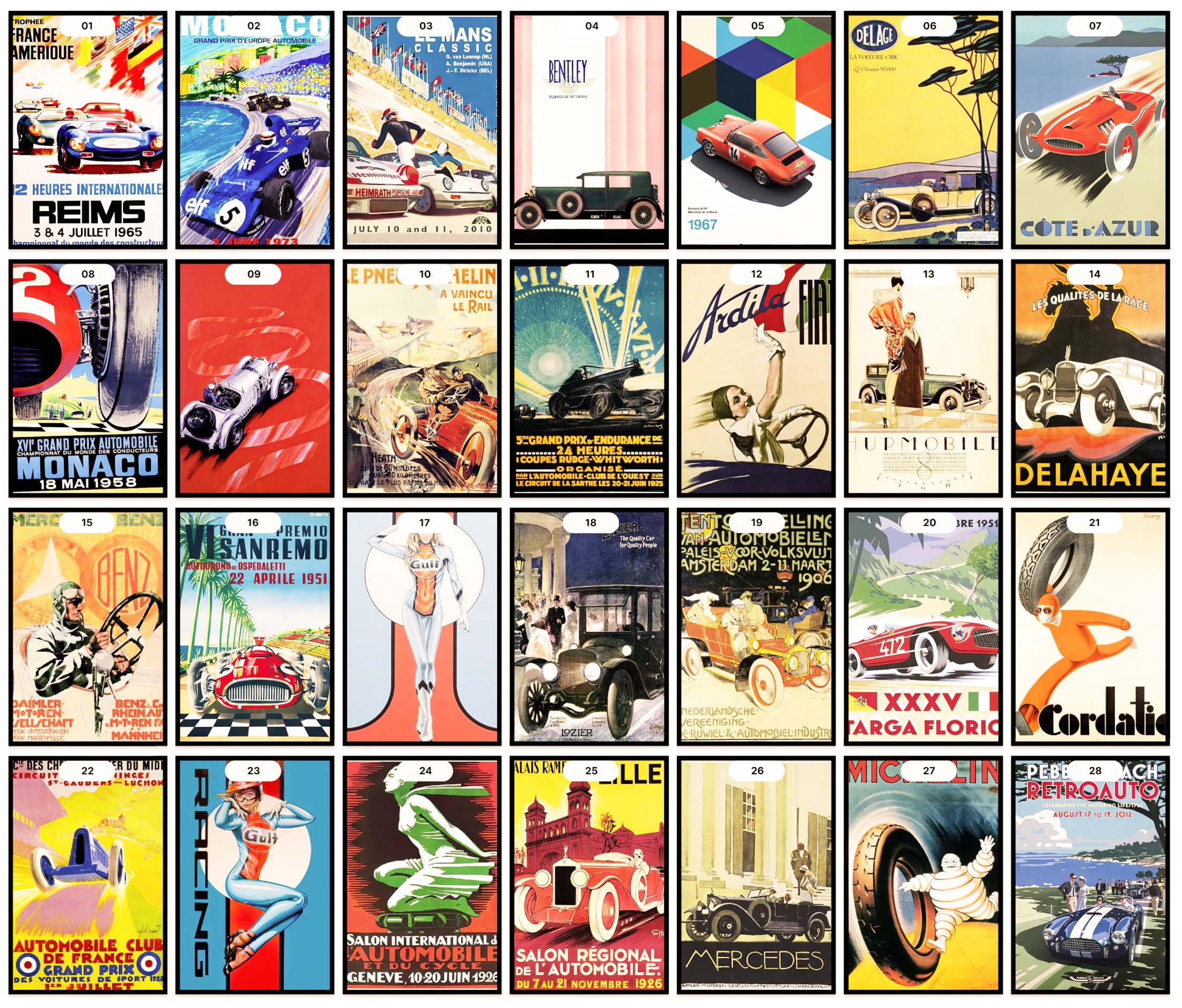 Vintage Car Racing Poster Set: Retro Automotive Art (digital Download ...