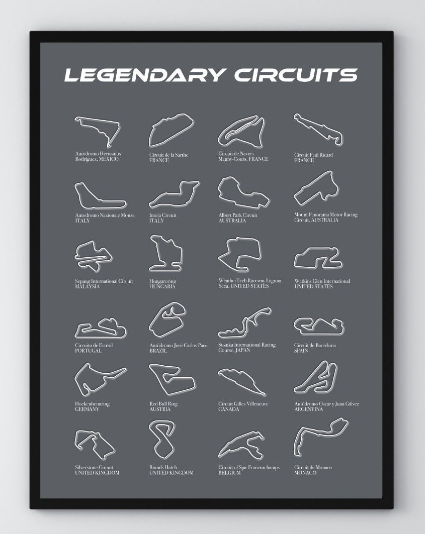Legendary Circuits Racing Poster digital Download. You Will Get 3 ...