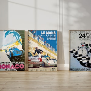 Vintage Car Racing Poster Set of 56, Retro Style Original Print Between ...