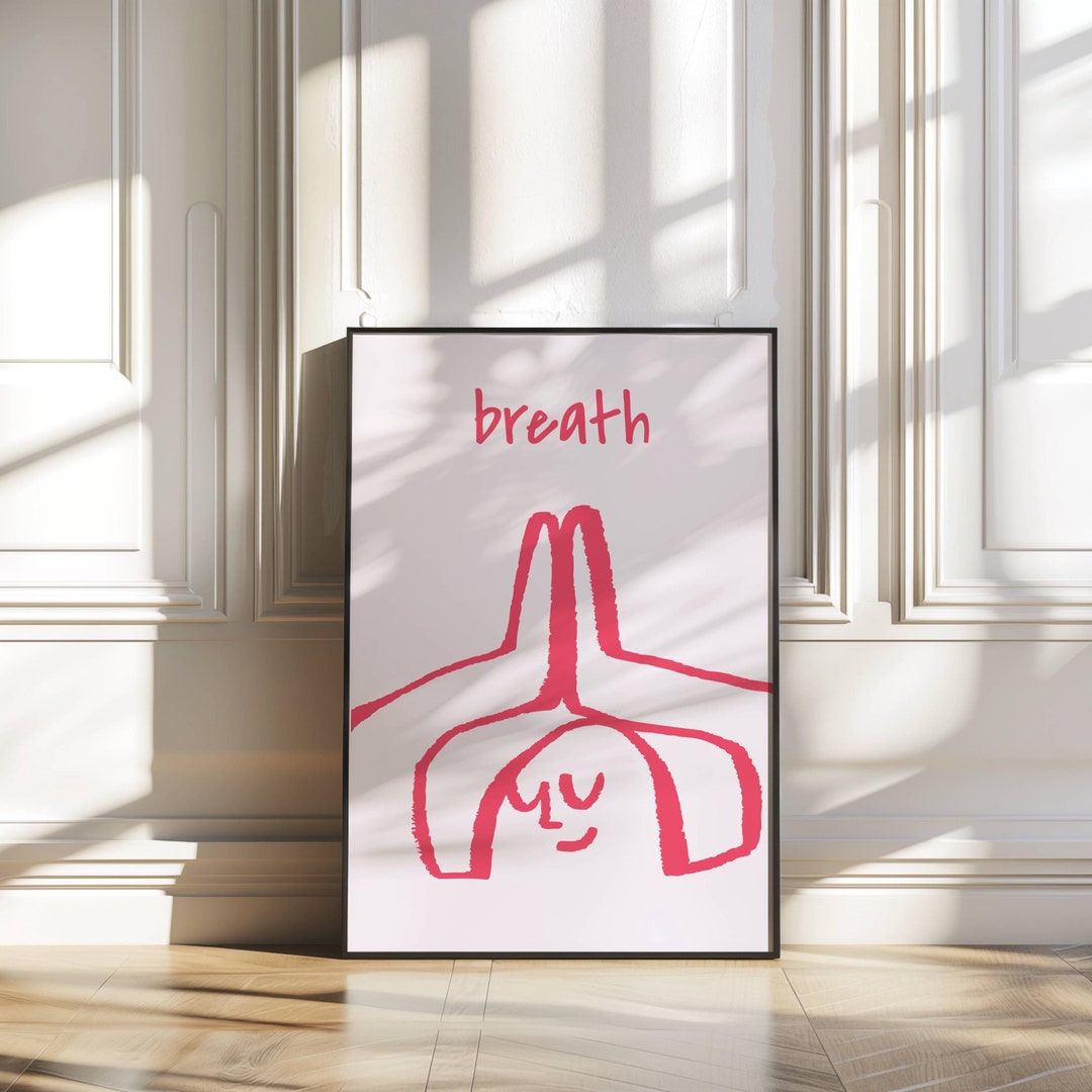 Mindful Breathing, Box Breathing Poster, Therapy Office Decor ...