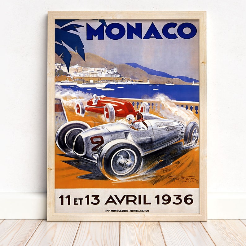 Vintage Car Racing Poster Set of 6, Retro Style Original Print From the ...