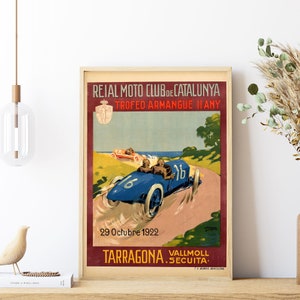 Vintage Car Racing Poster Set of 6, Retro Style Original Print From the ...