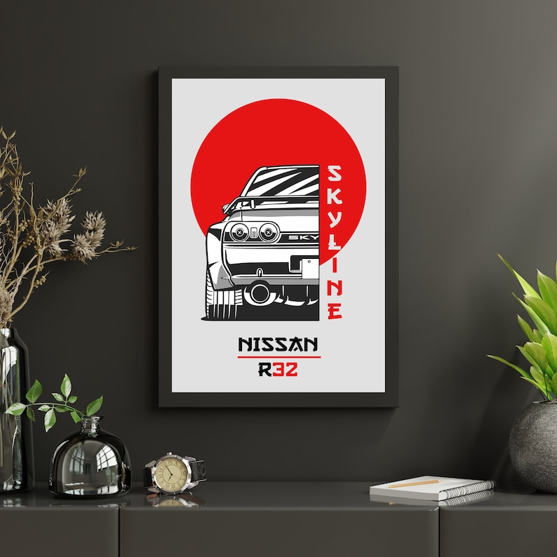 80s Japan Car, Nissan Skyline R32, Digital Download. Modern Wall Art ...