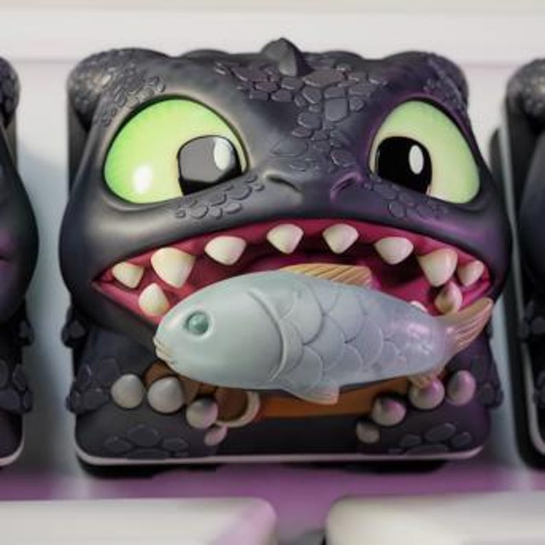 Toothless (how to Train Your Dragon) 3D Printed Resin Keyboard Caps ...