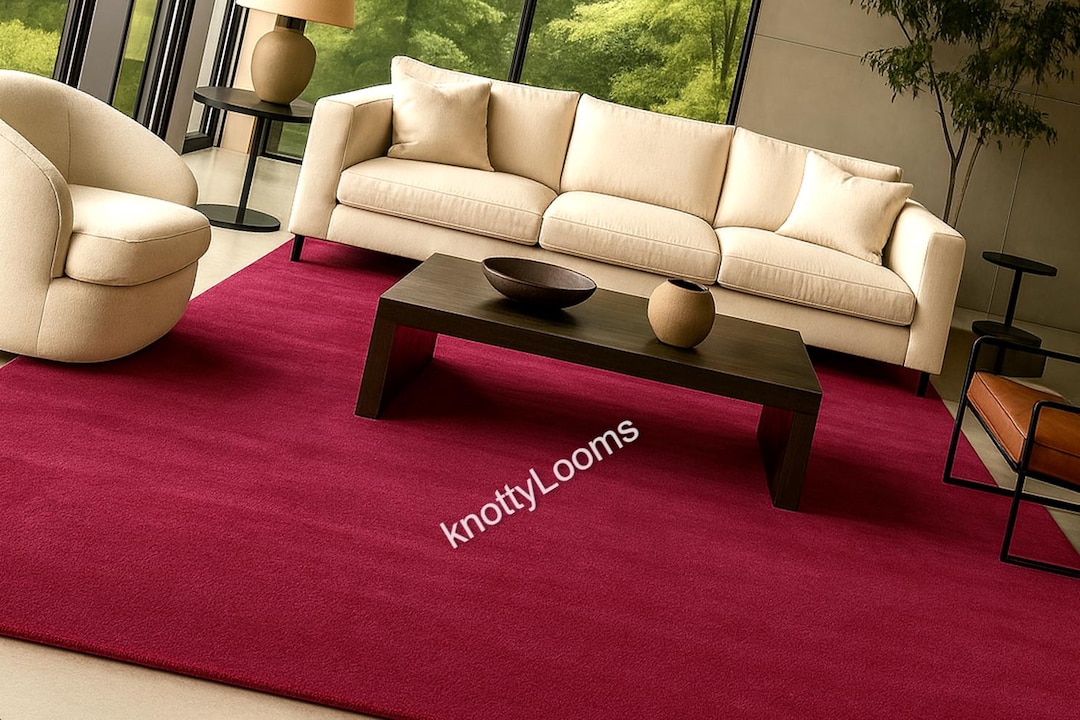 Luxury Hand Tufted Solid Red Rug for Living Room – Modern Minimalist ...