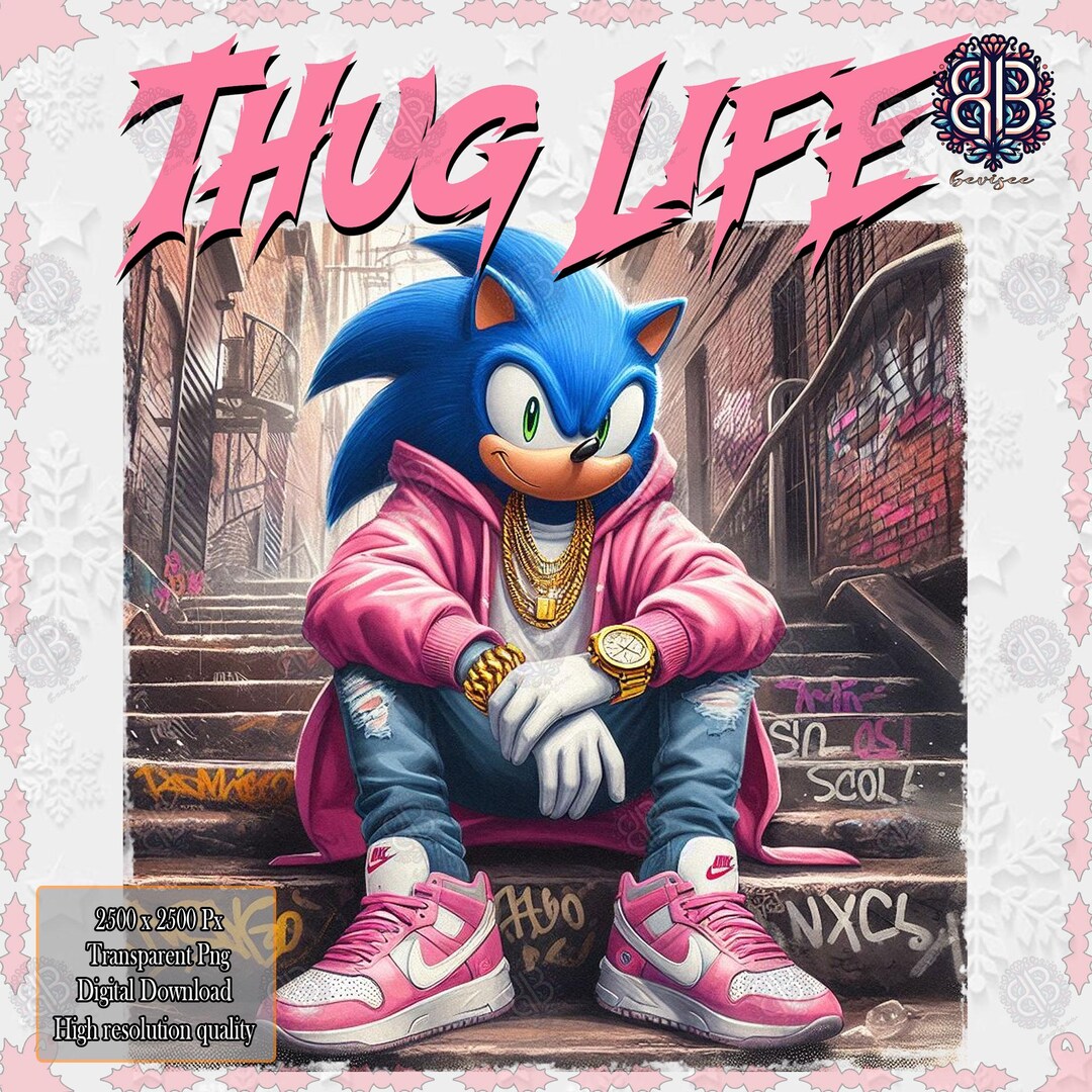 Thug Life Pink PNG, the Hedgehog Png, Cartoon Character Stylish, Street ...