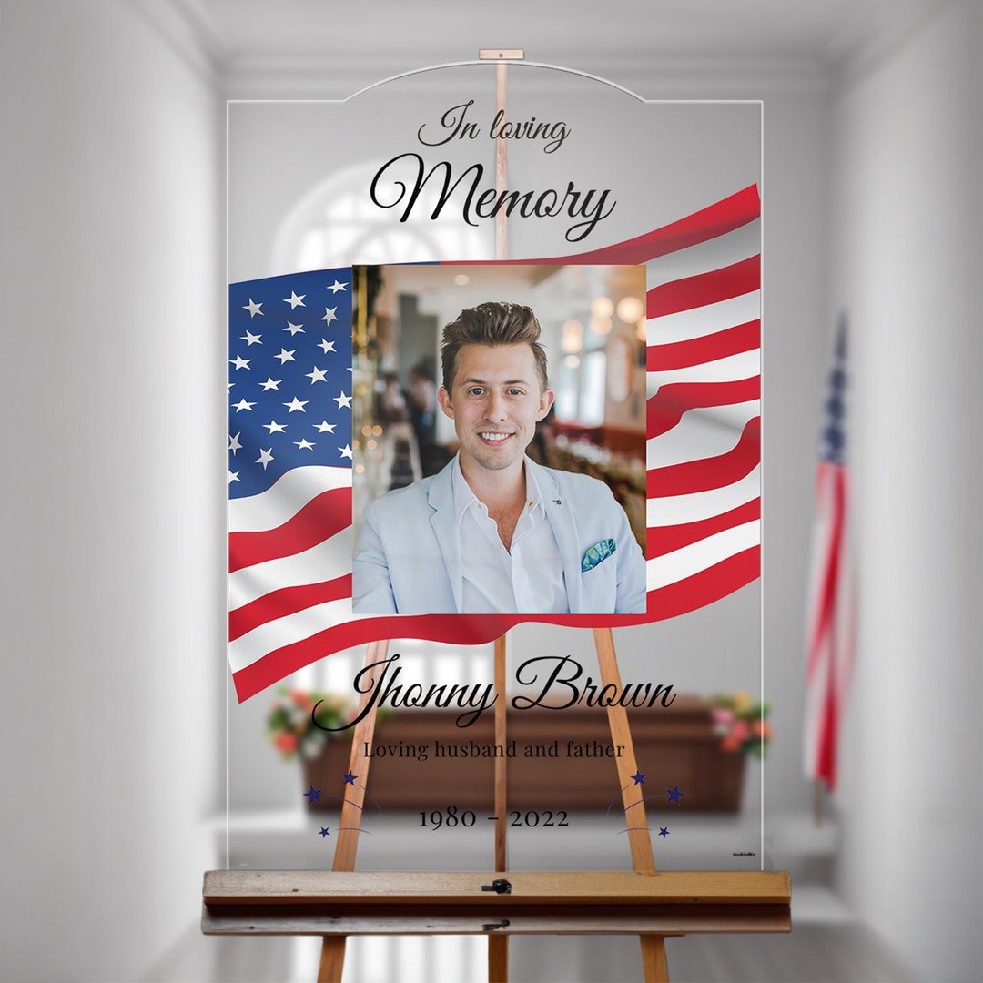 Funeral Sign With Photo, USA Funeral Sign, Veteran Celebration of Life ...