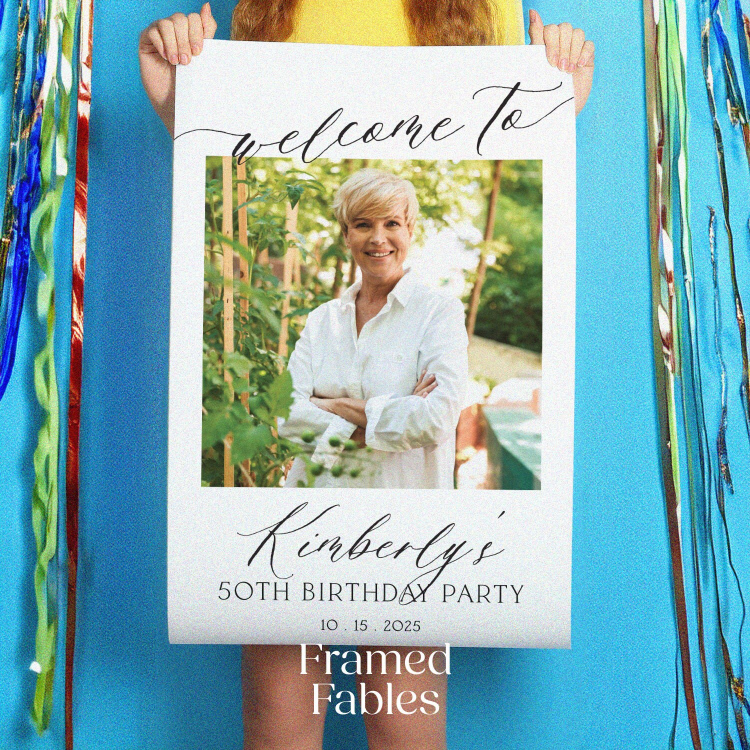 Personalized Photo Birthday Party Sign, Custom Welcome Text - Etsy