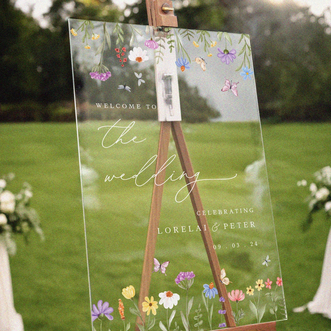 Wildflowers Wedding Sign, Pastel Floral Wedding Welcome Sign ...