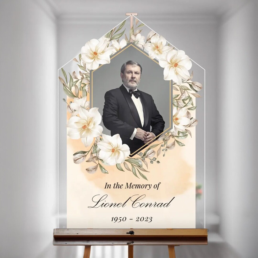 In Loving Memory Welcome Sign, Celebration of Life Sign With Photo ...