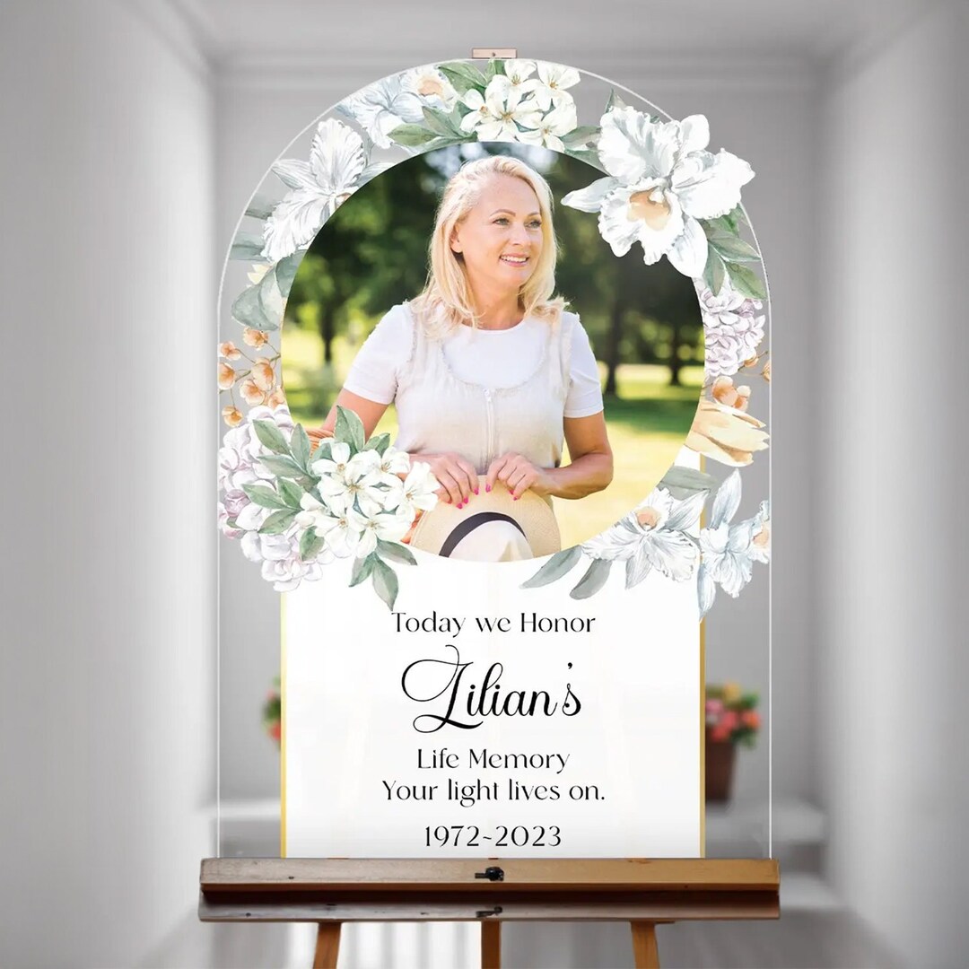 Celebration of Life Sign, Funeral Welcome Sign With Photo, Memorial ...