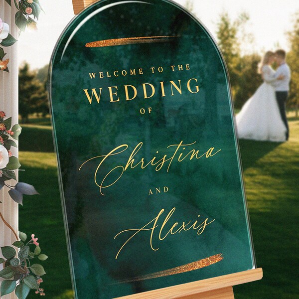 Emerald and Gold Wedding Welcome Sign - Etsy