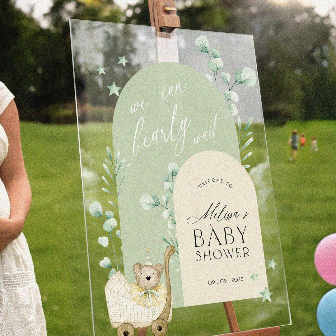 Custom Teddy Bear Baby Shower Welcome Sign, Personalized Entrance ...