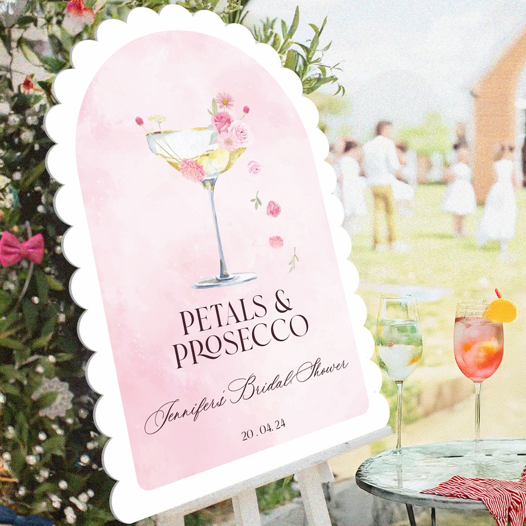 Petals and Prosecco Bridal Shower Sign, Brunch and Bubbly Bridal Shower ...