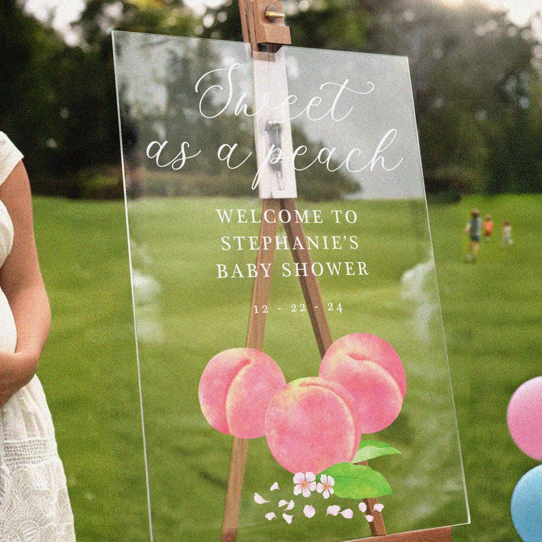 Printed Sweet as A Peach Baby Shower Sign, Custom Gender Neutral Baby ...