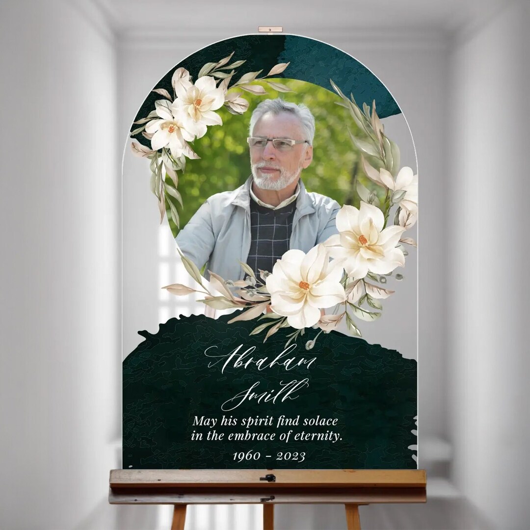 Funeral Sign With Photo, in Loving Memory Sign, Memorial Welcome Sign ...
