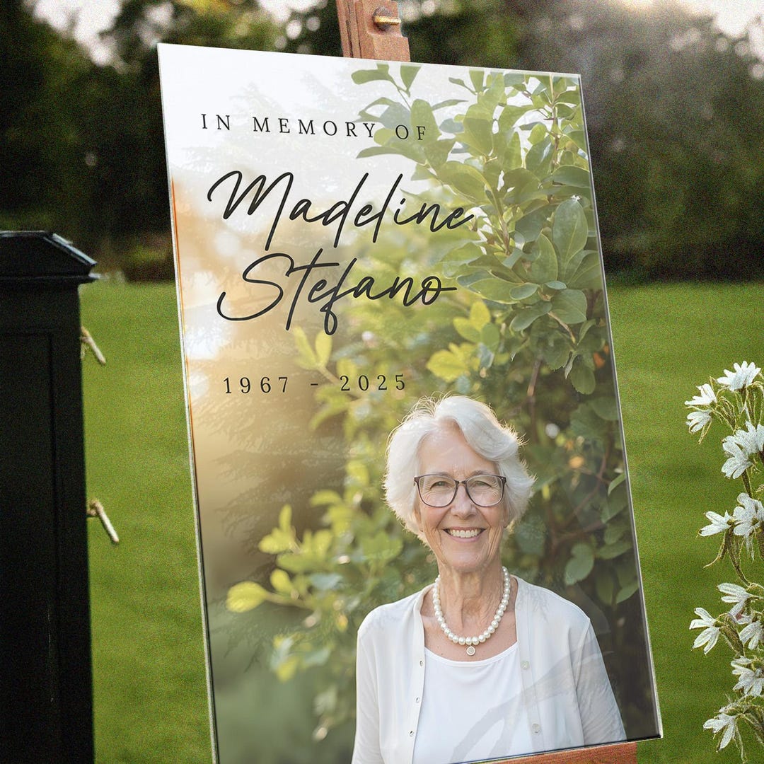 In Loving Memory Sign With Photo, Custom Funeral Welcome Sign ...
