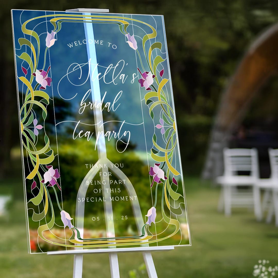 Acrylic Bridal Tea Party Welcome Sign, Floral Bridal Shower Sign ...