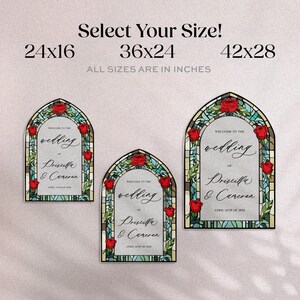 Stained Glass Wedding Sign, Custom Acrylic Red Roses Wedding Welcome ...