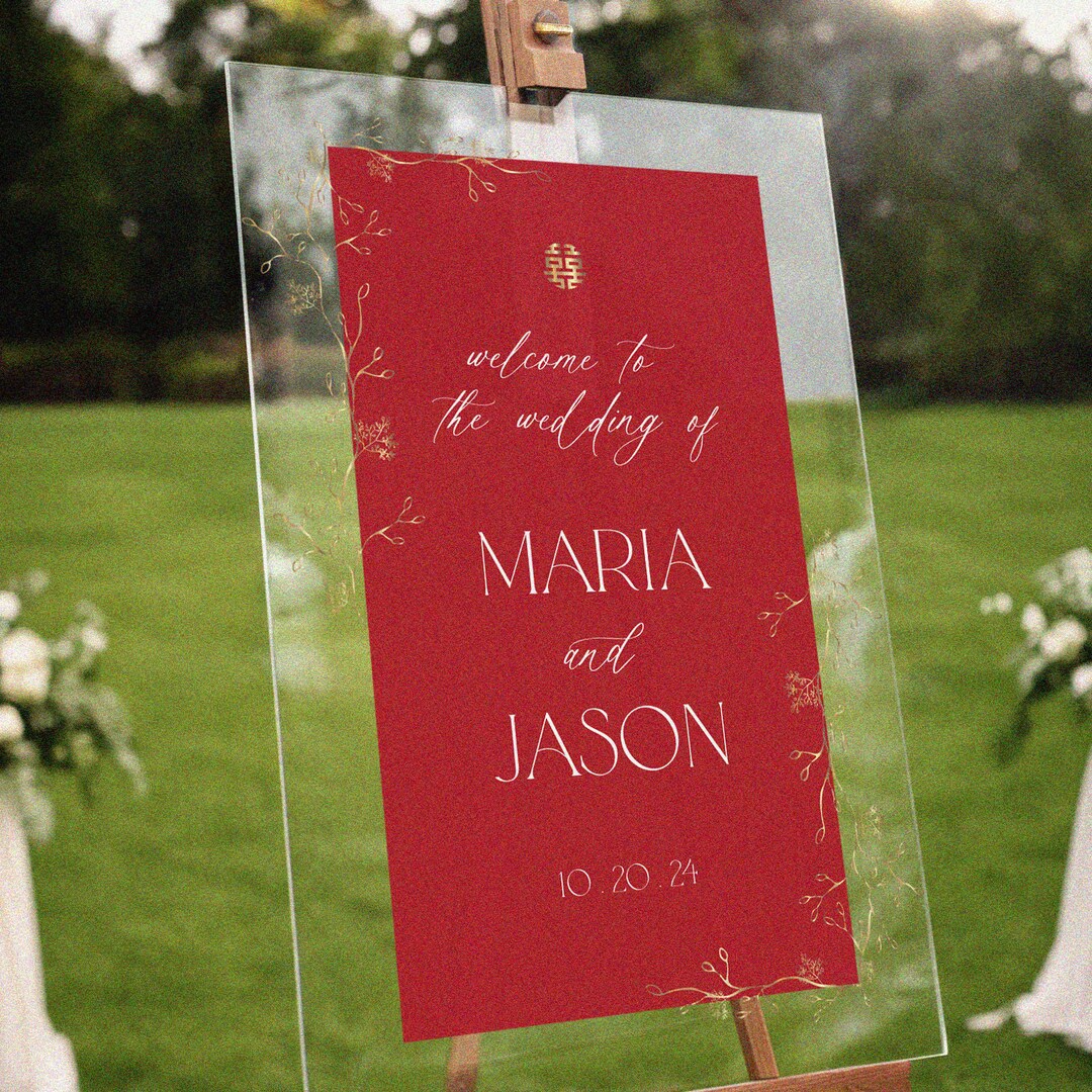 Chinese Wedding Welcome Sign, Double Happiness, Red Decor - Etsy