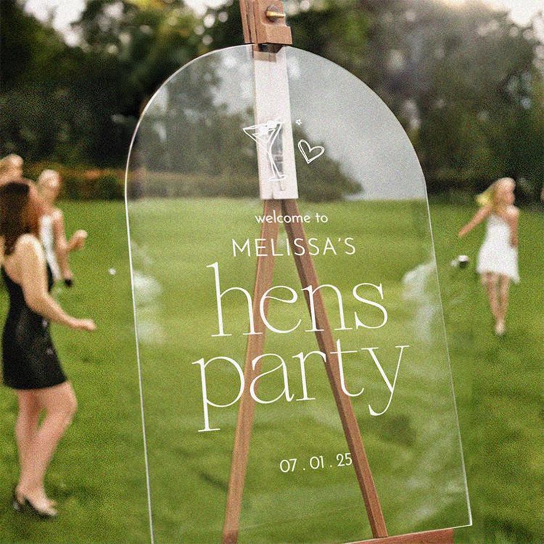 Custom Minimalist Hens Party Sign, Personalized Acrylic Signage for ...
