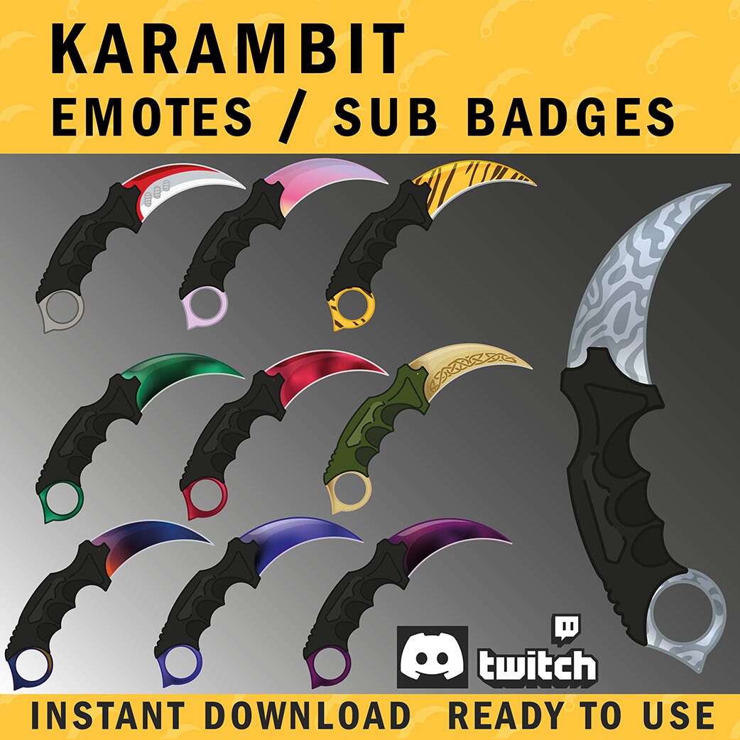 10 X Karambit Emotes & Subscriber Badges. Counter Strike Inspired for ...