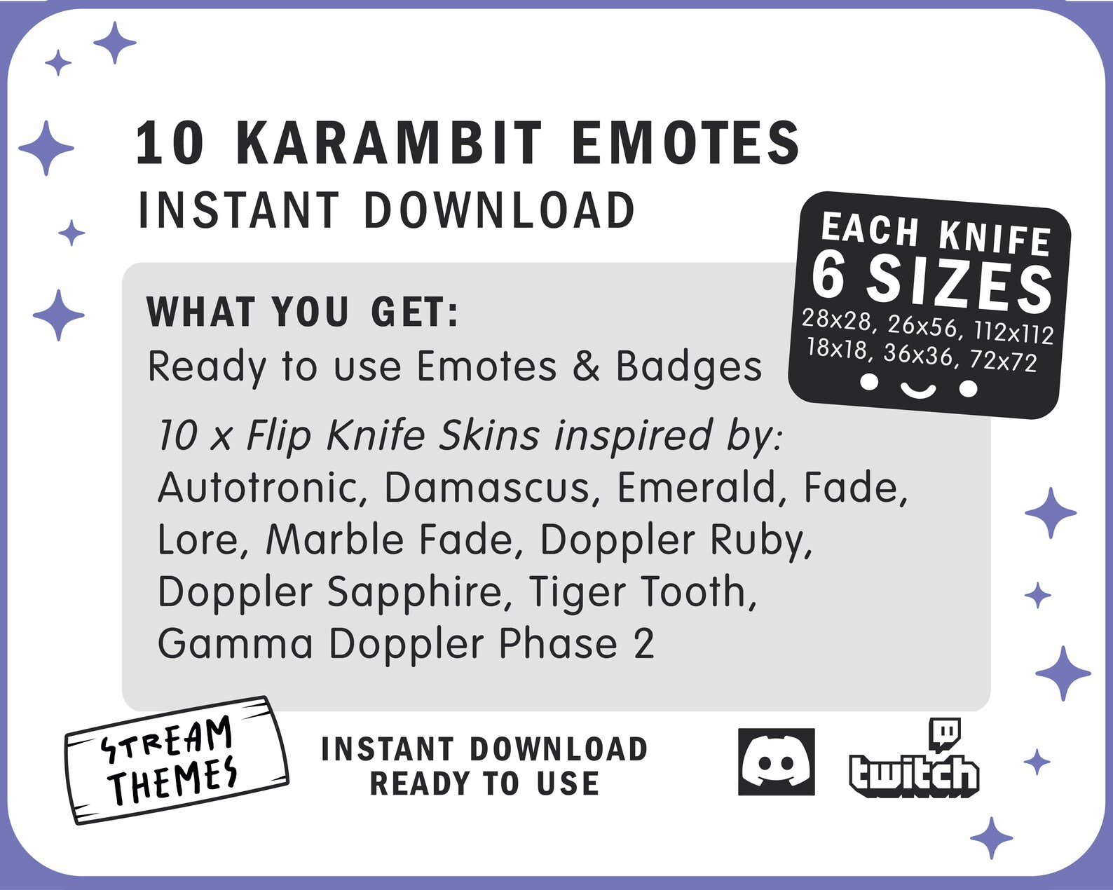 10 Karambit Emotes Subscriber Badges. Counter Strike Inspired for ...