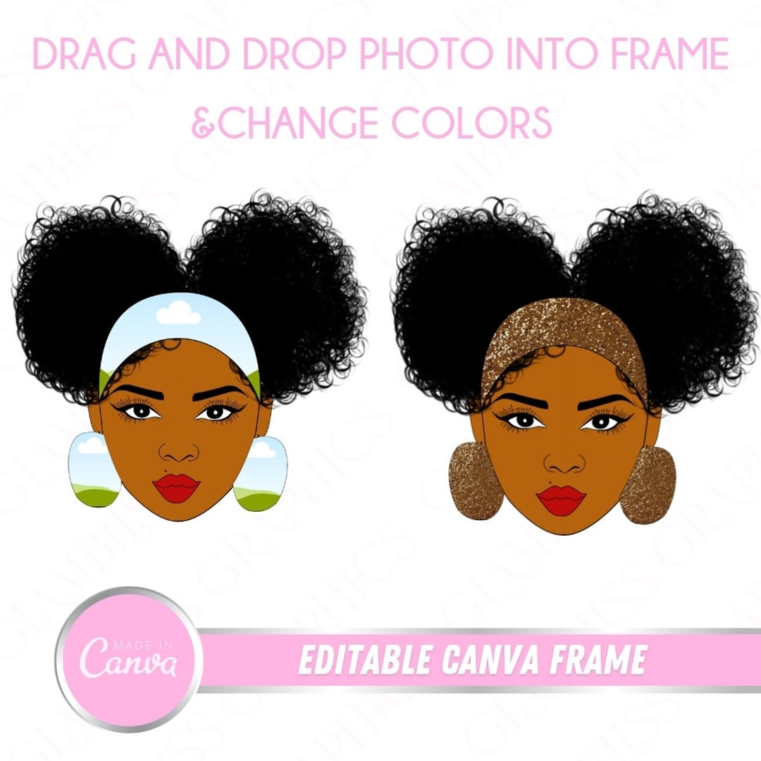 Black Girl Canva Frames Black Girl Clipart Editable Custom - Etsy