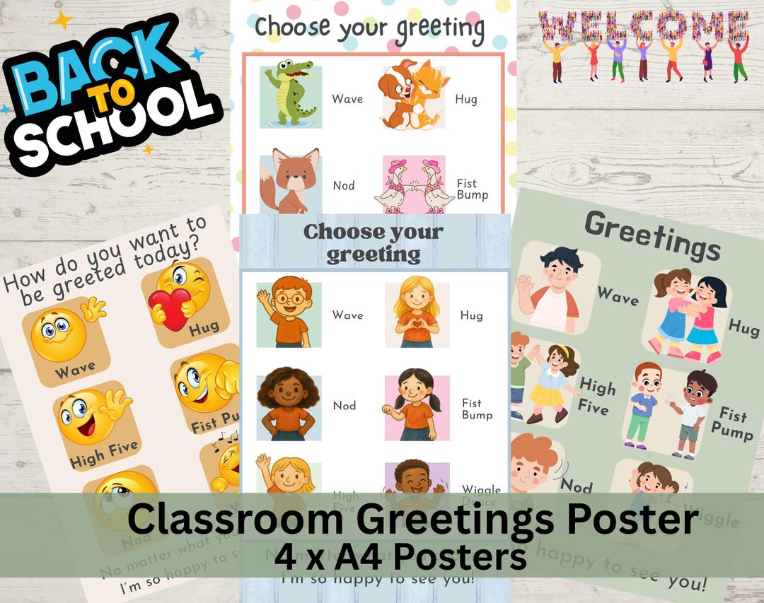 Classroom Greeting Poster: 4 Designs, Customizable (digital Download A2 ...