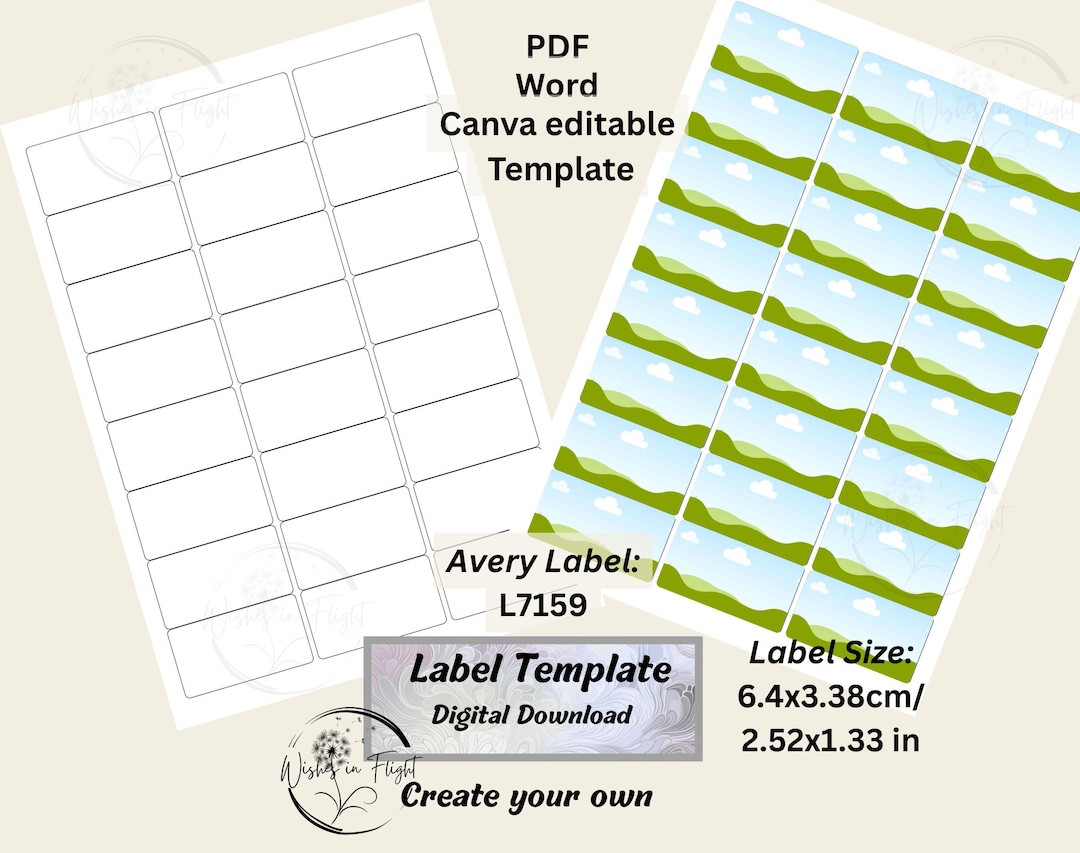 Editable Canva Label Template, Avery L7159 J8159, 64x33.8 Mm 2.52x1.33 ...